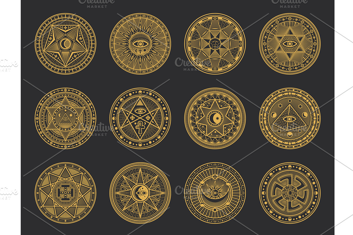 Alchemy occult, esoteric magic signs, an Illustration by Vector Tradition