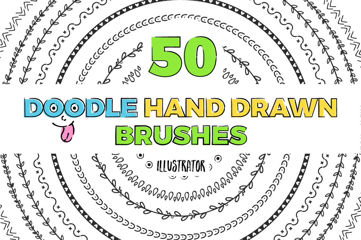 50 Doodle hand drawn brushes -BUNDLE, a Brush Add-On by Andrea De Oliveira