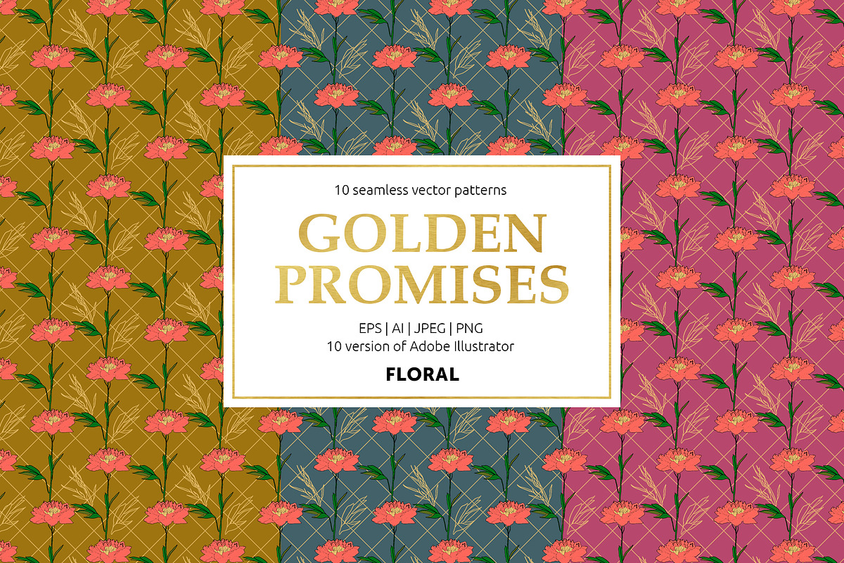Golden Promises patterns collection, a Pattern Graphic by Designnina Shop