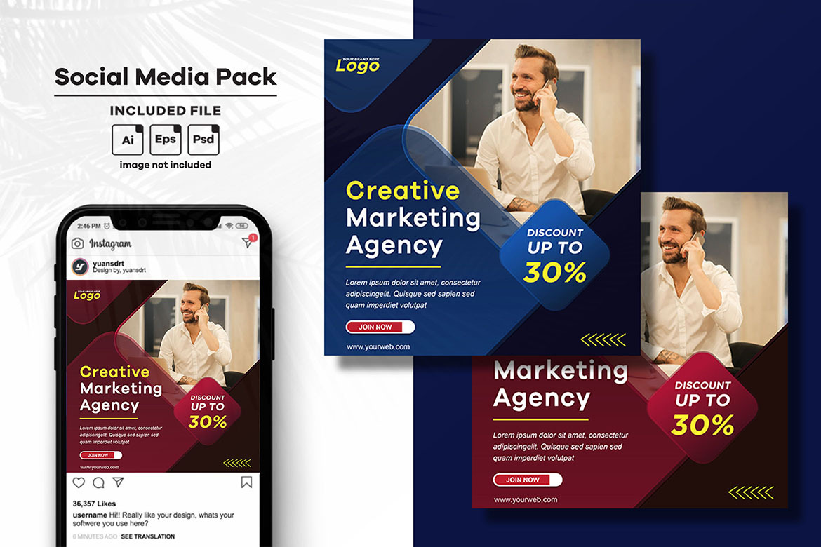 Social Media Post Template, a Social Media Template by yuanesei