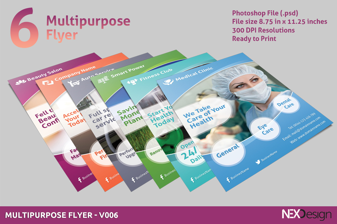 6 Multipurpose Flyers - SK, a Flyer Template by UNIK Agency