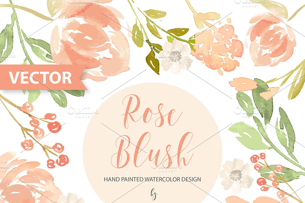 Watercolor Rose Blush design pack, an Illustration by Babysbreath ...