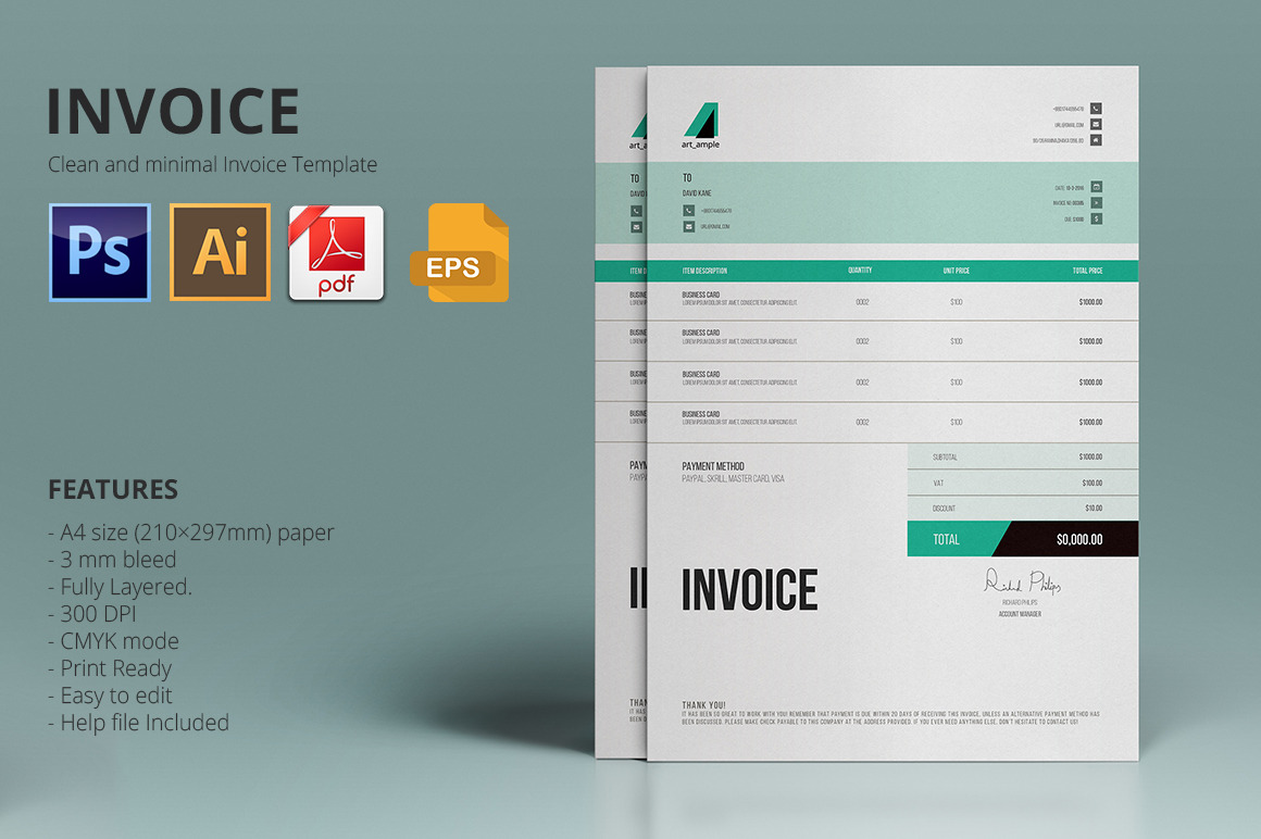 Invoice/bill, a Stationery Template by art_ample