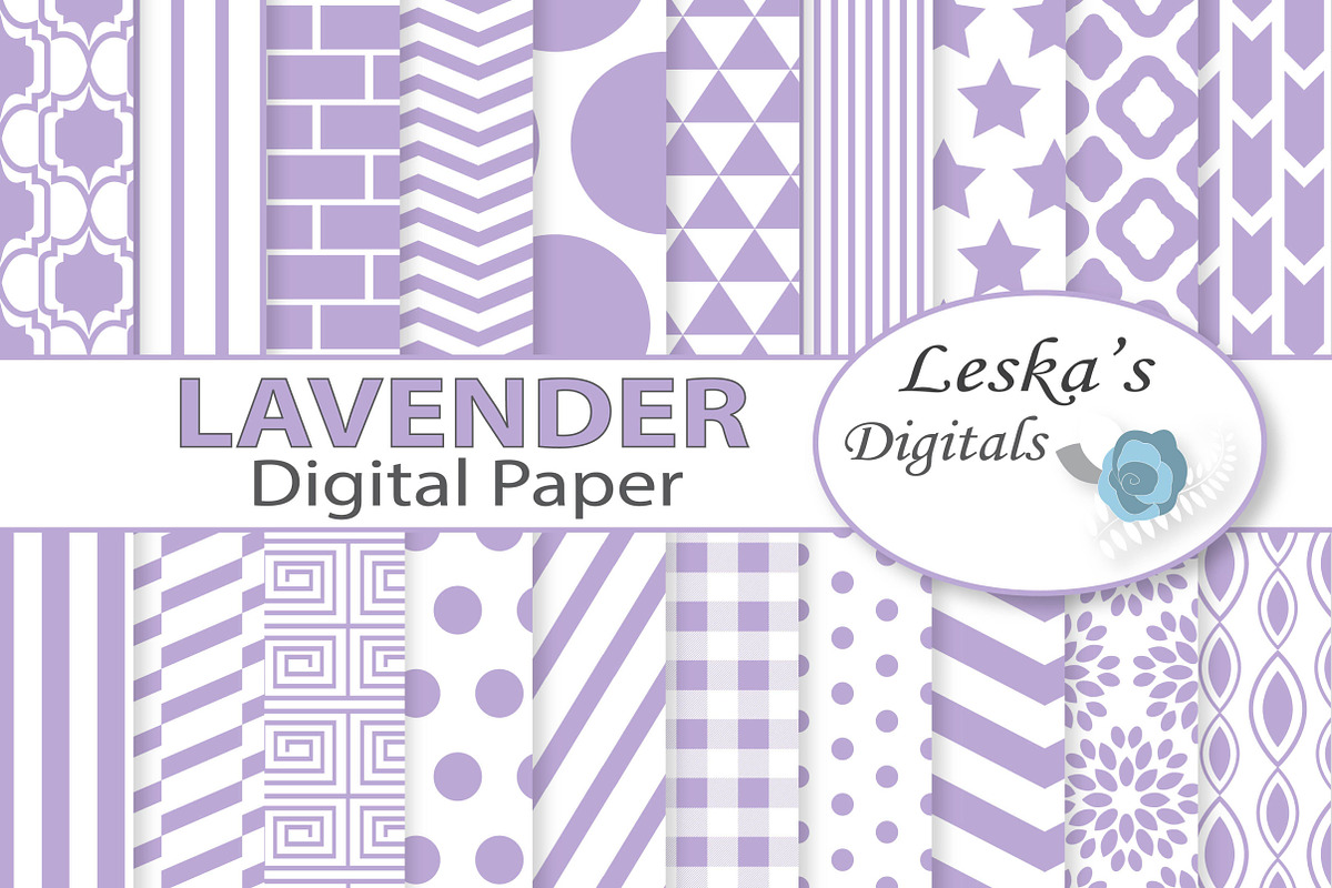 Lavender Digital Paper, a Pattern Graphic by Leska's Digitals
