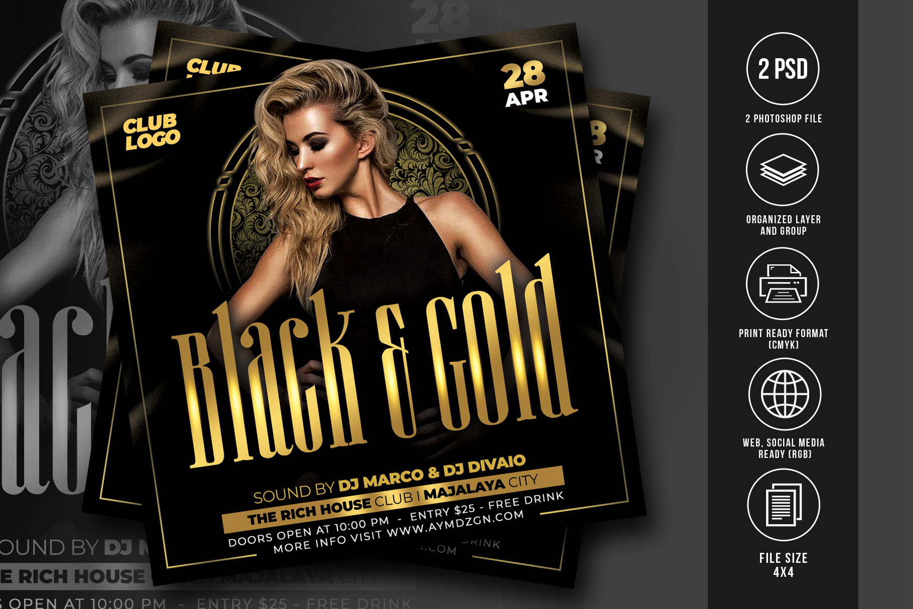 Black and Gold Flyer, a Flyer Template by AyumaDesign