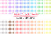 Pastel Gingham digital paper, a Pattern Graphic by Doodle Cloud Studio