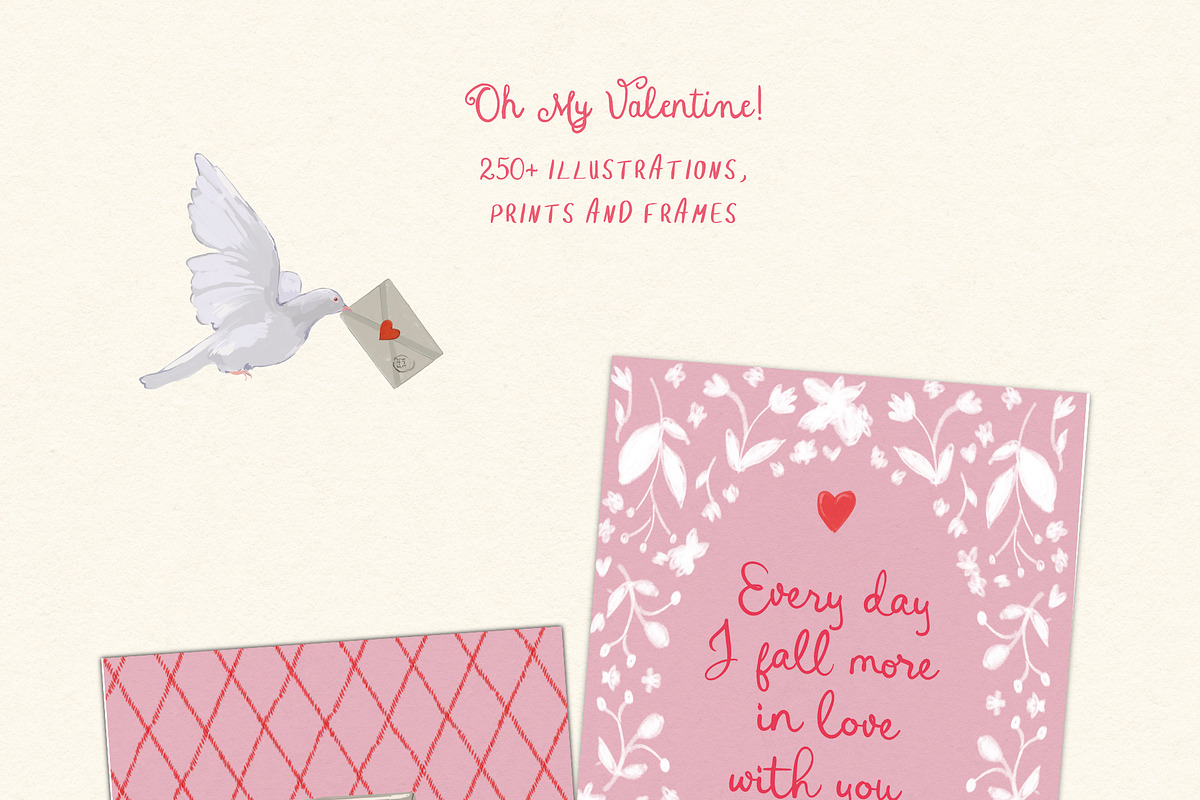 Valentine's Day Frames Cards Clipart, a Decorative Illustration by ...