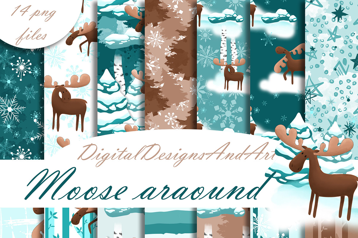 Moose patterns, a Pattern Graphic by DarinaDigital