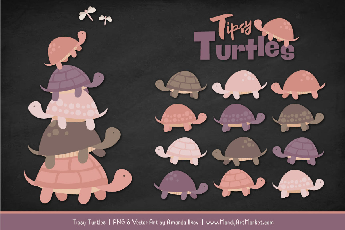 Buff Turtle Stack Clipart, an Illustration by Amanda Ilkov