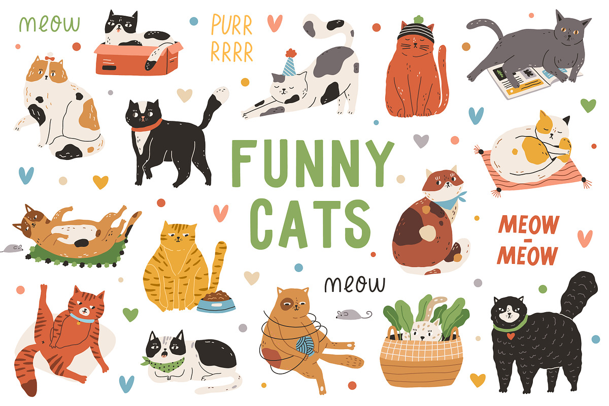 Cute cats set, an Animal Illustration by Good Studio