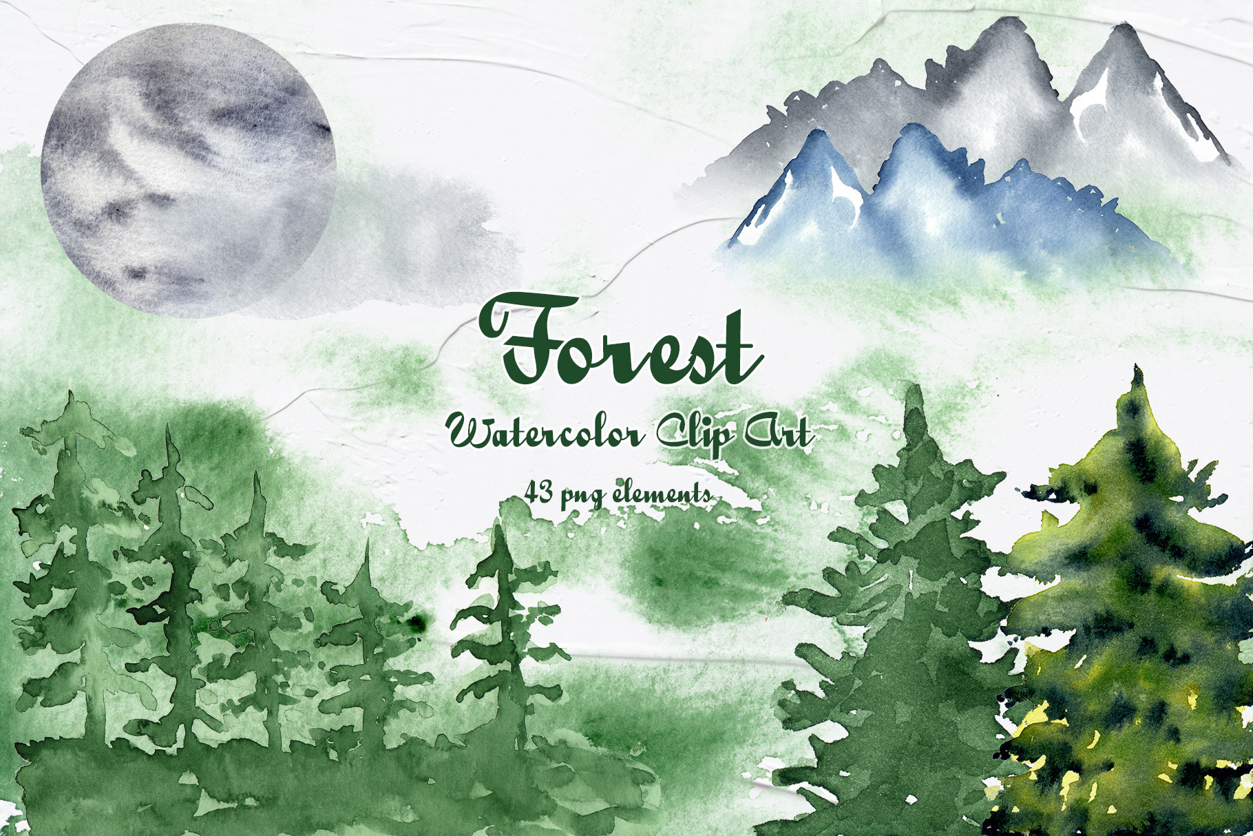 Forest Watercolor Clipart, an Illustration by BarvArt