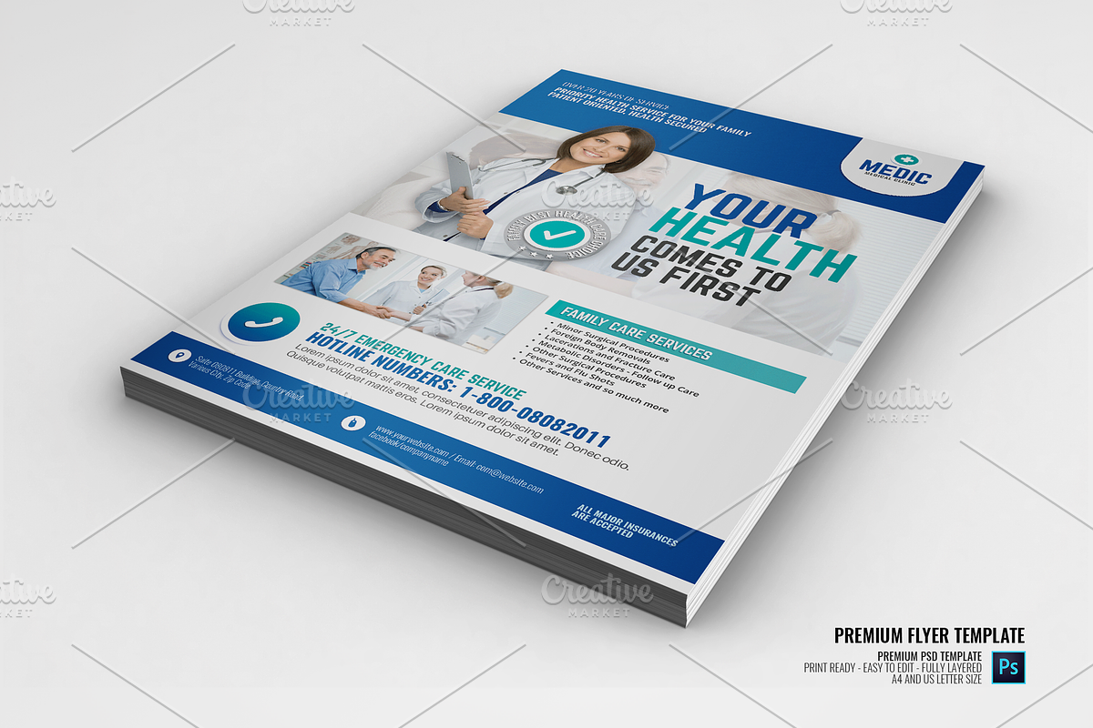 Medical Center and Clinic Promotion, a Flyer Template by PSDPixel