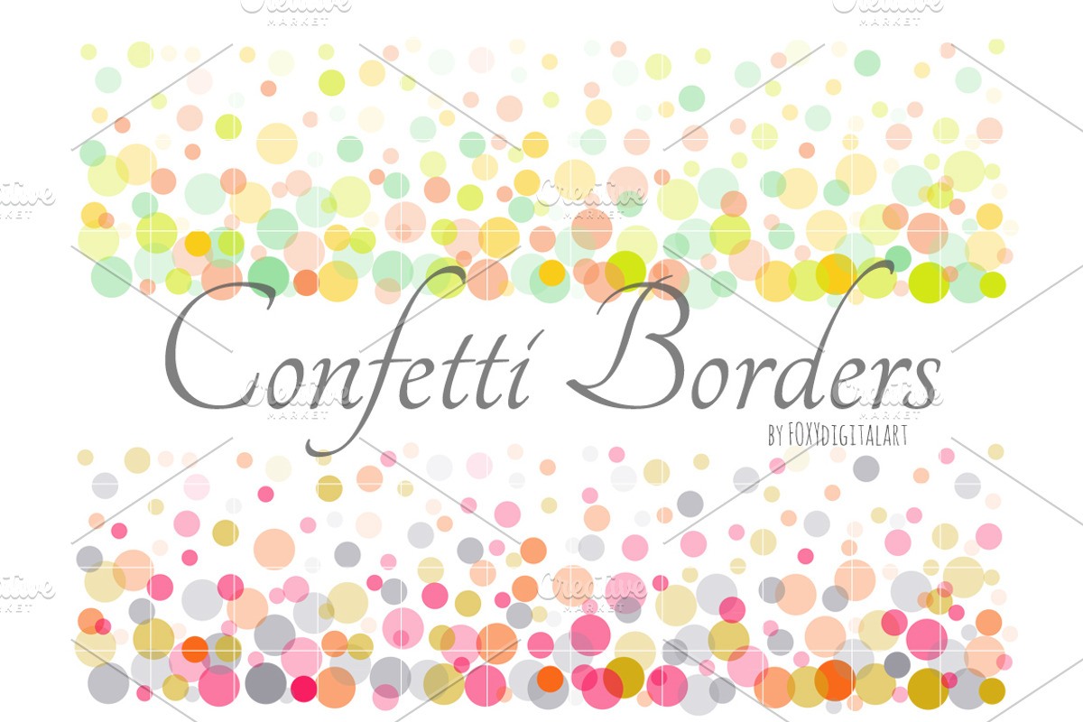 Confetti Borders Confetti Cliparts, a Pattern Graphic by FOXYdigitalart