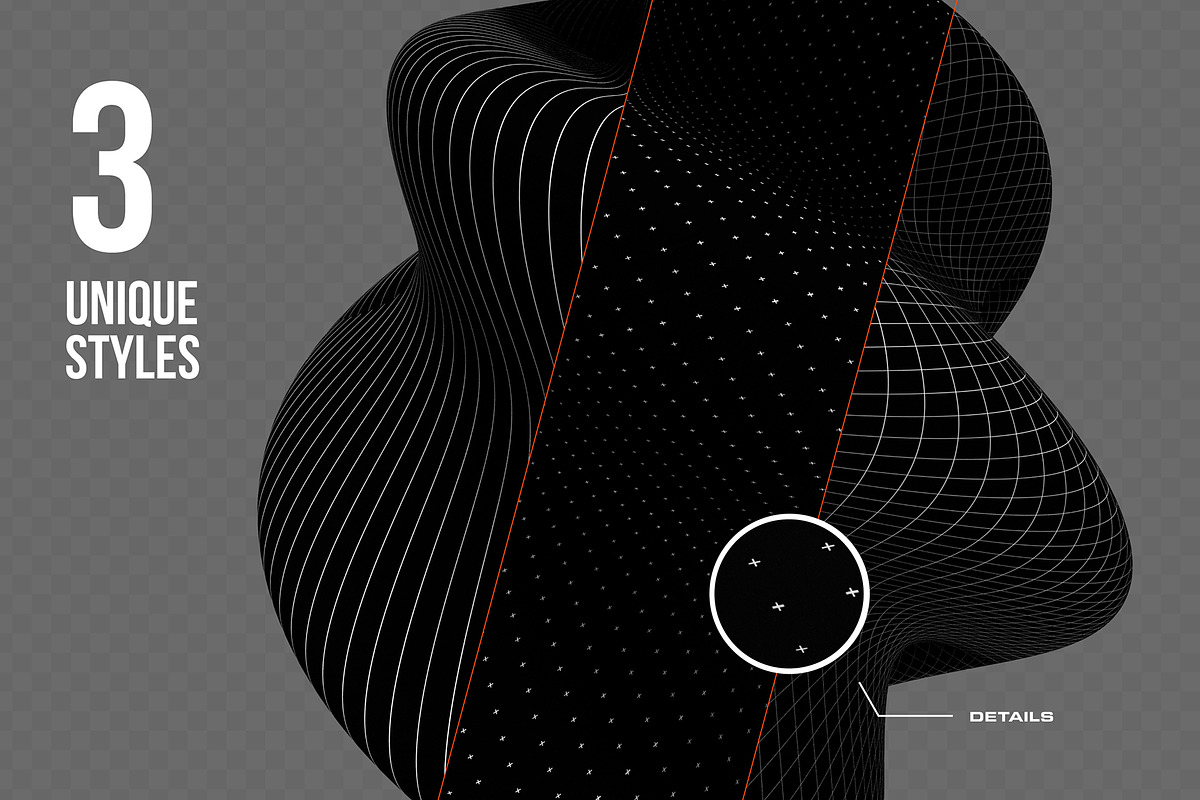 390+ Lines & Dots 3D Shapes, an Object Graphic by assetpro.design