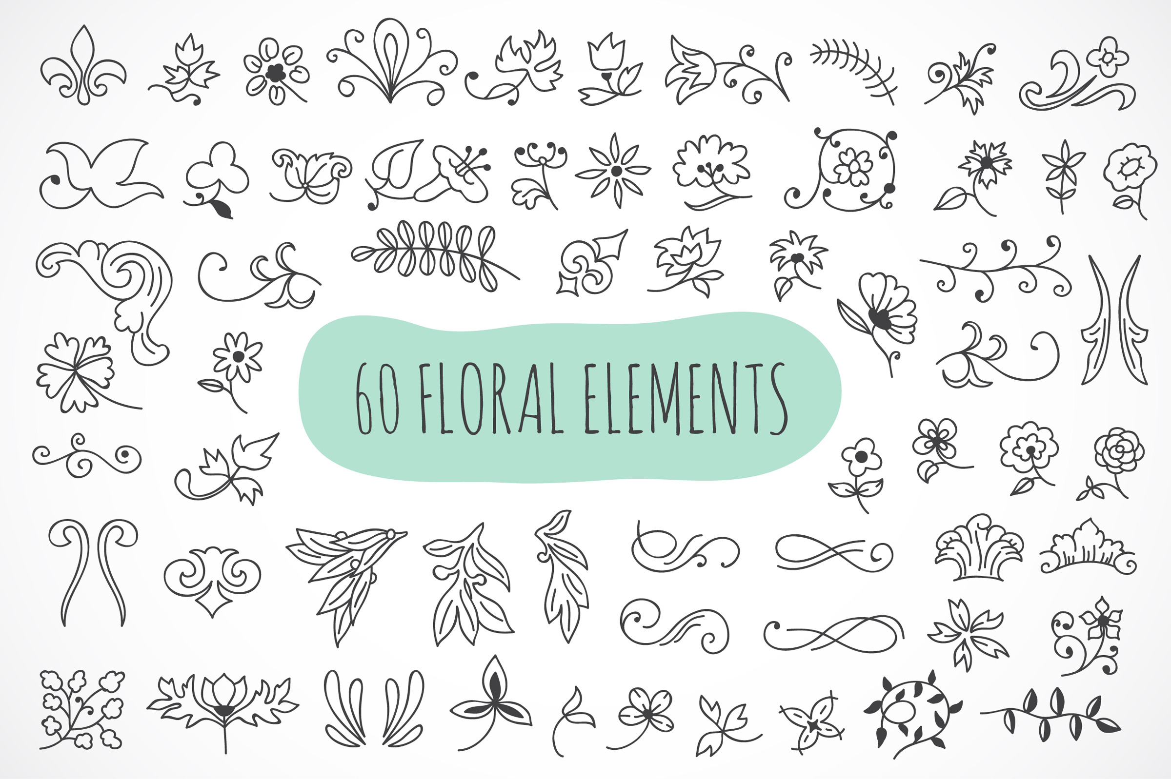 60 floral elements, an Illustration by Redchocolate