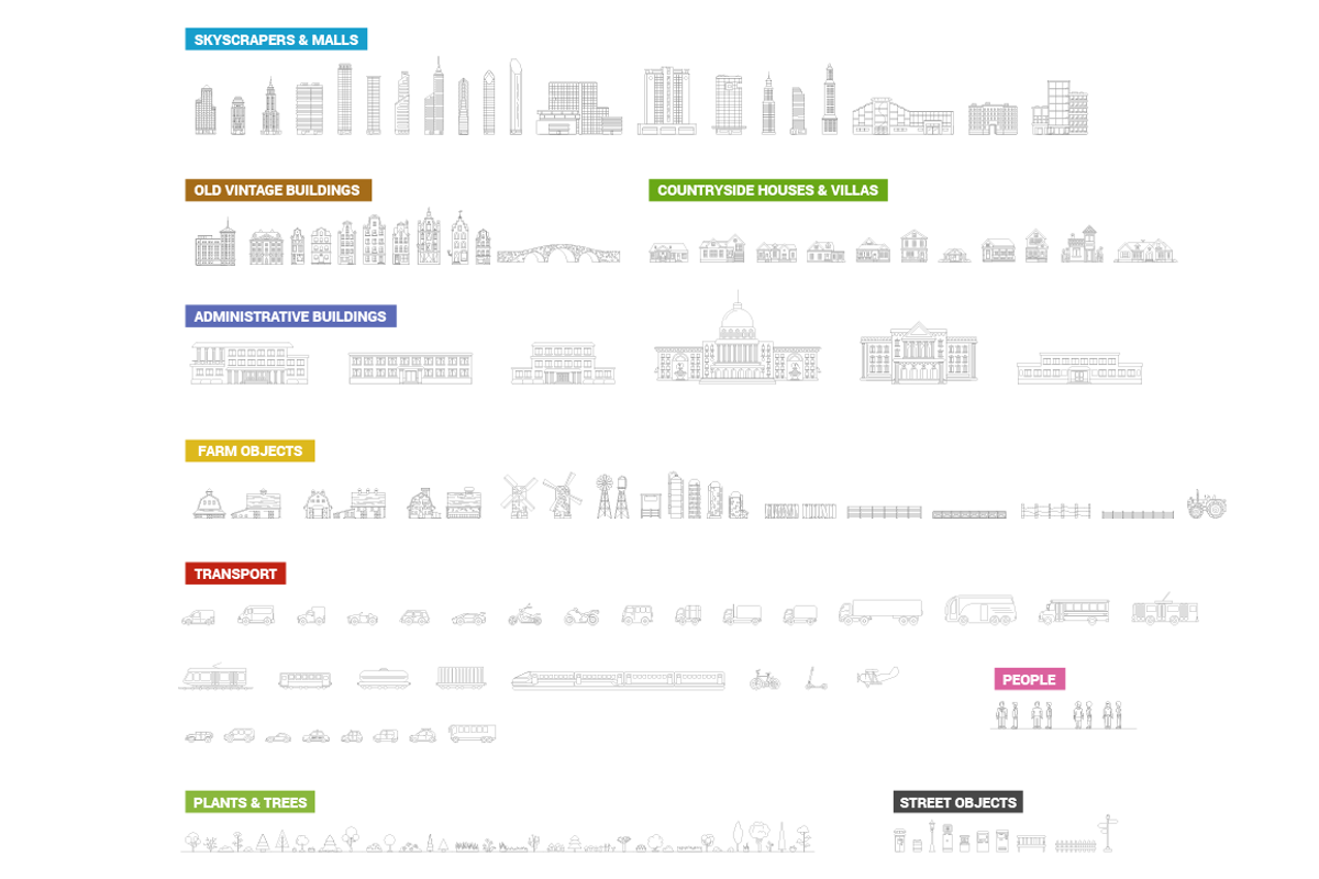 Linear line art outline collection, an Object Graphic by Sentavio