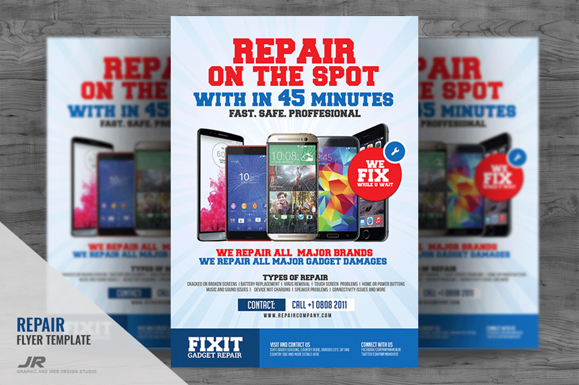 Phone Repair Flyer, a Flyer Template by PSDPixel