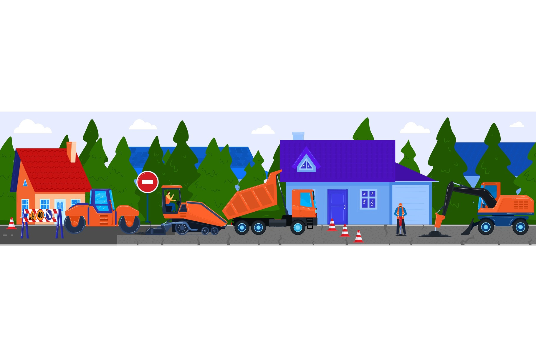 Road construction vector | People Illustrations ~ Creative Market