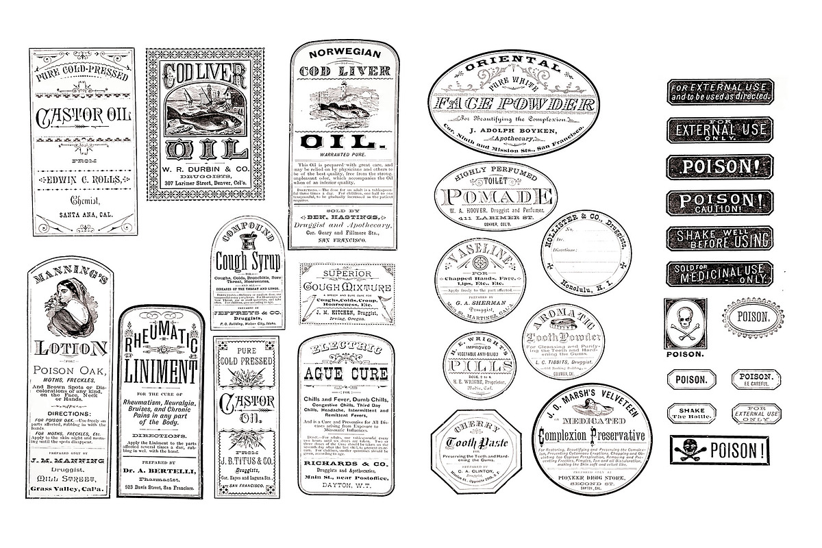 Victorian Medicine Labels Stage Props