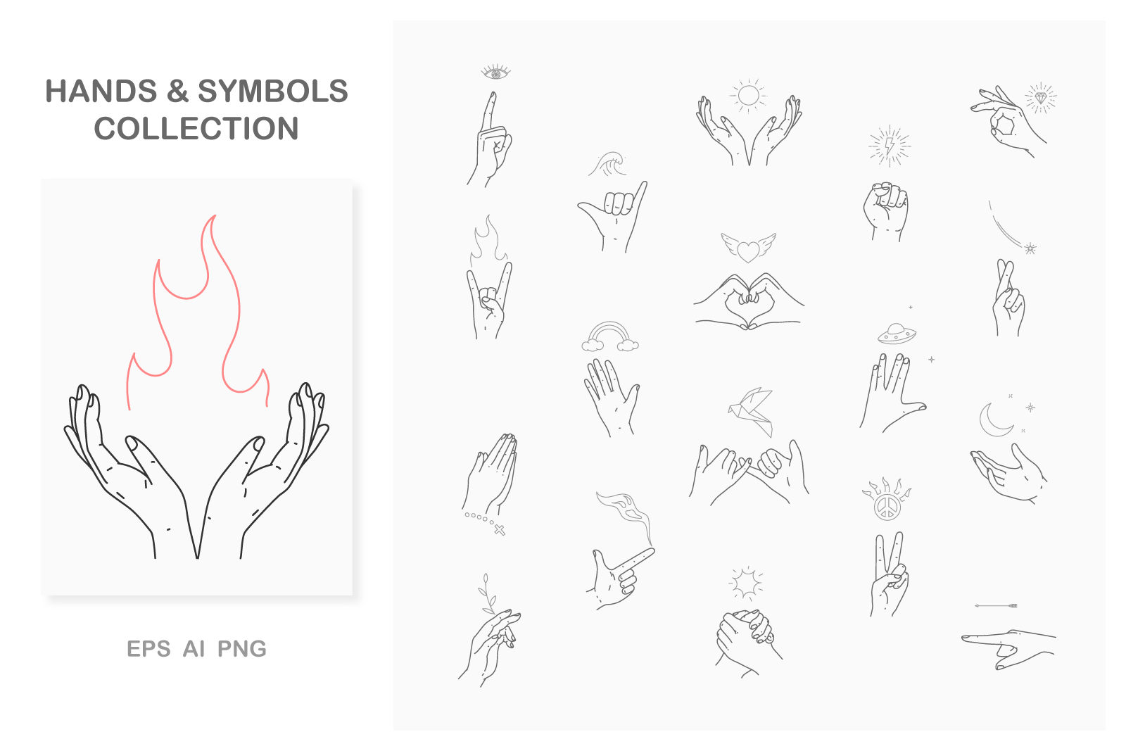 Collection of hands and symbols, a Graphic by EgudinKa