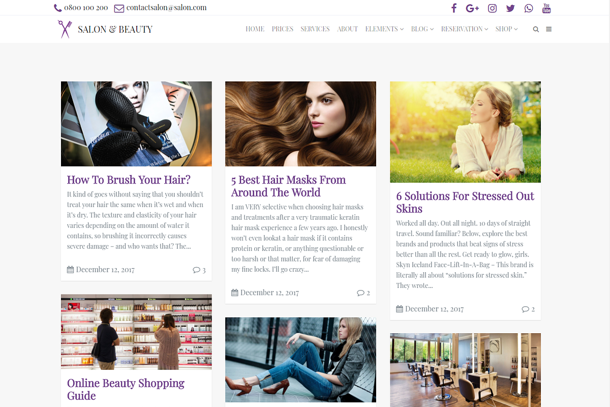 Salon - Beauty WordPress Theme, a WordPress Template by Visualmodo | Creative Market