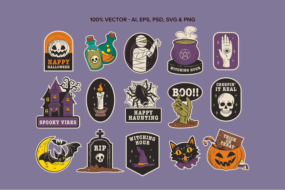 Halloween Sticker Illustrations Set, an Object Illustration by ...