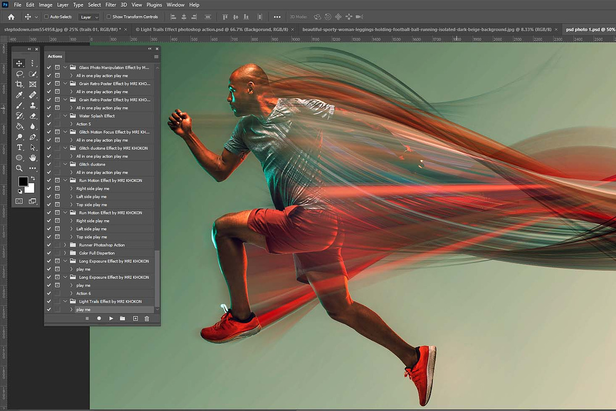 Light Trails Effect Photoshop Action, an Action Add-On by MRI STUDIO