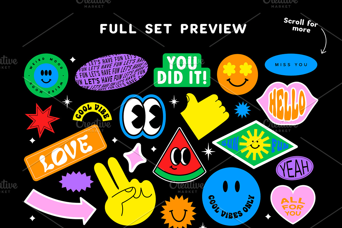 Retro Cartoon Label Pack