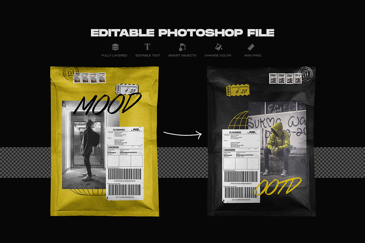 Paper Mailing Bag Mockups, a Packaging Mockup by FLYERWRK