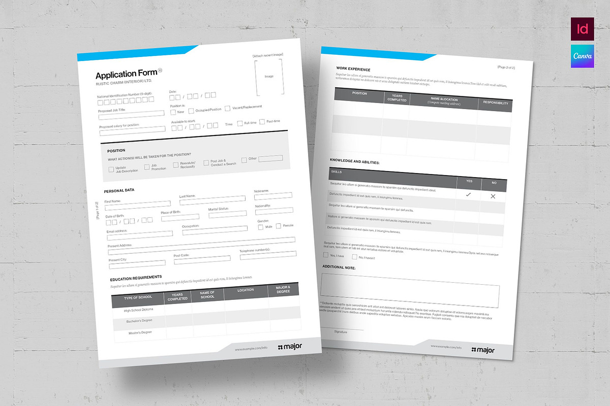 Application Form Template, a Stationery Template by BrandPacks