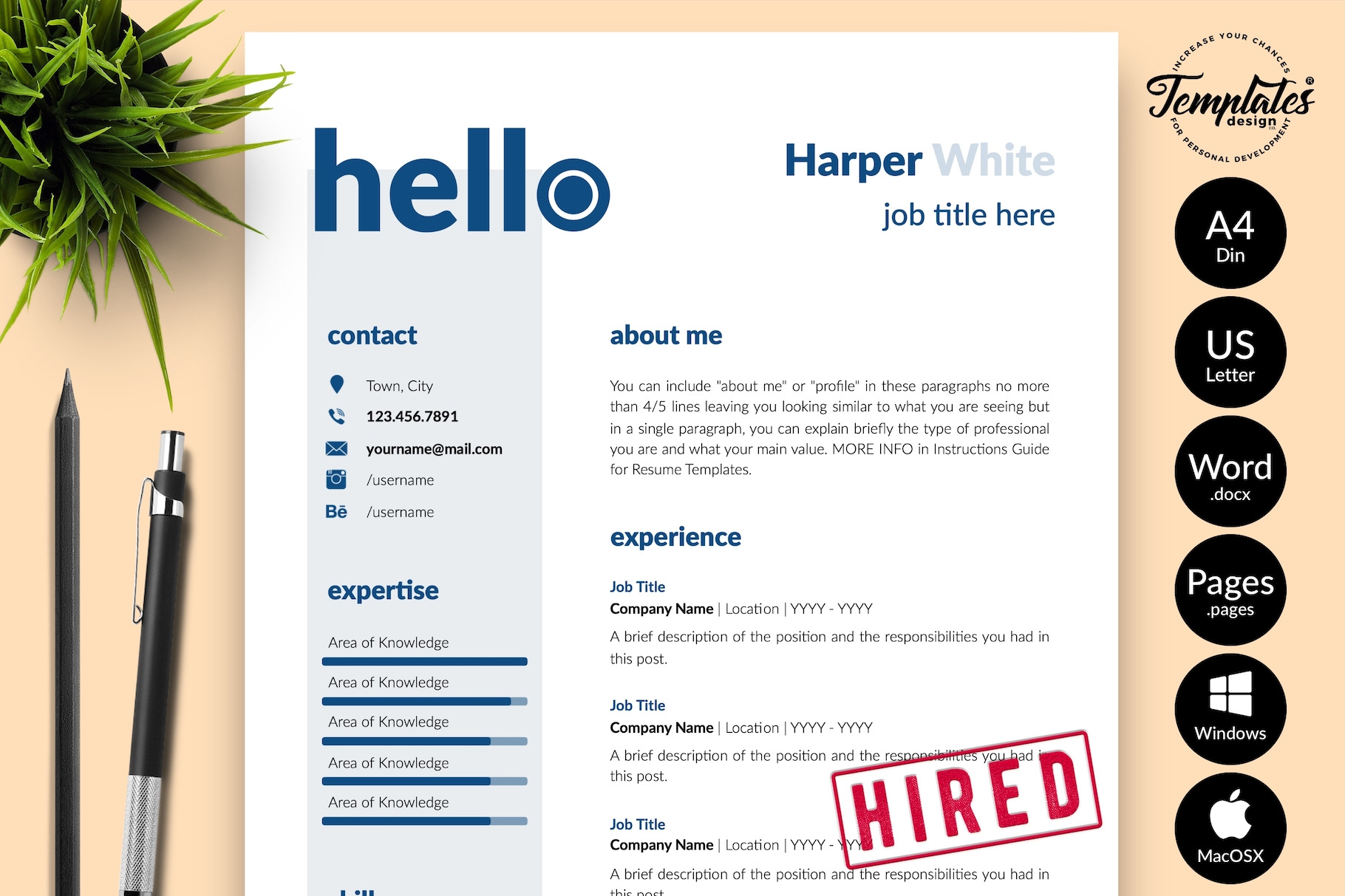 Creative Resume Format / CV - Harper