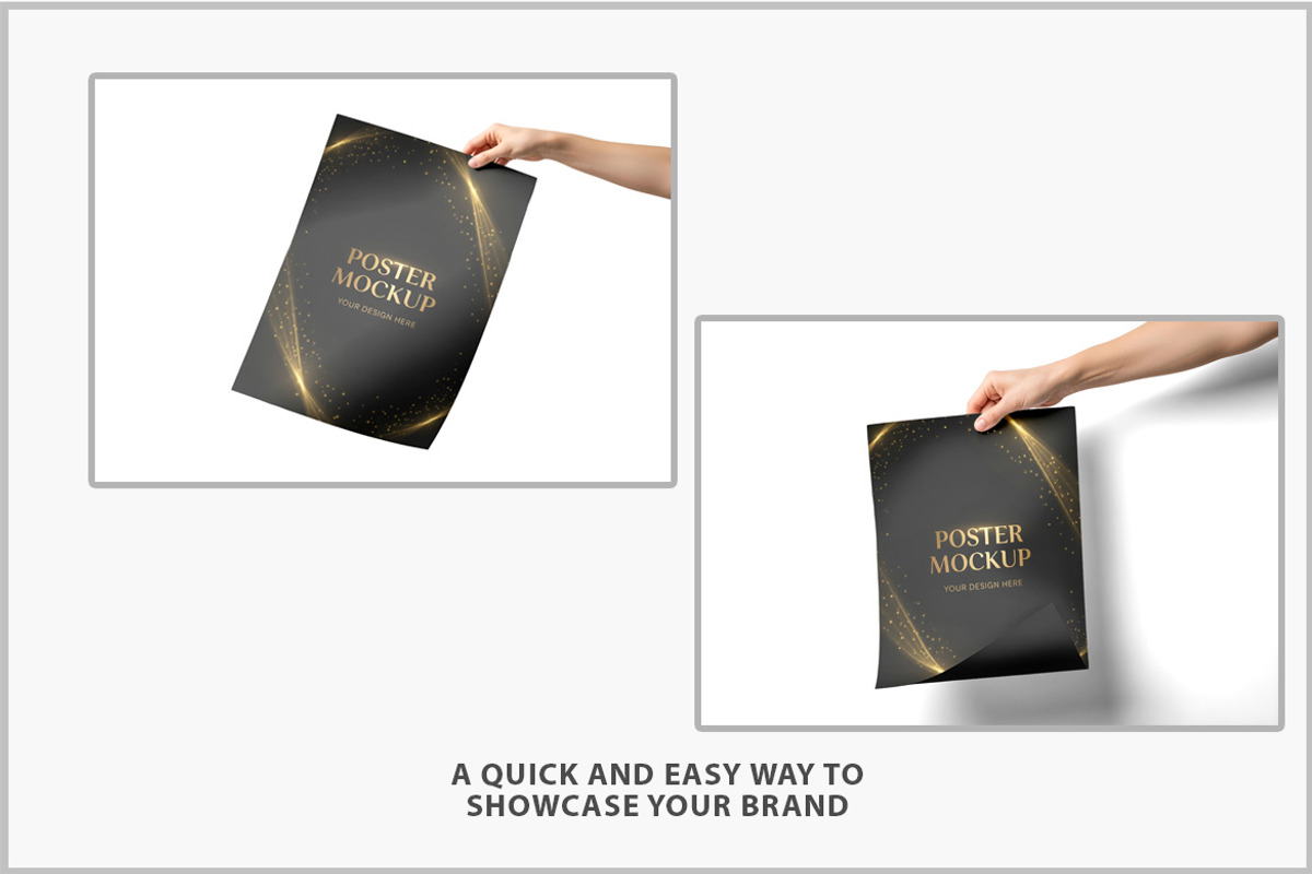 Poster in a Hand Mockup PSD, an Advertising Mockup by Bruno's Shop