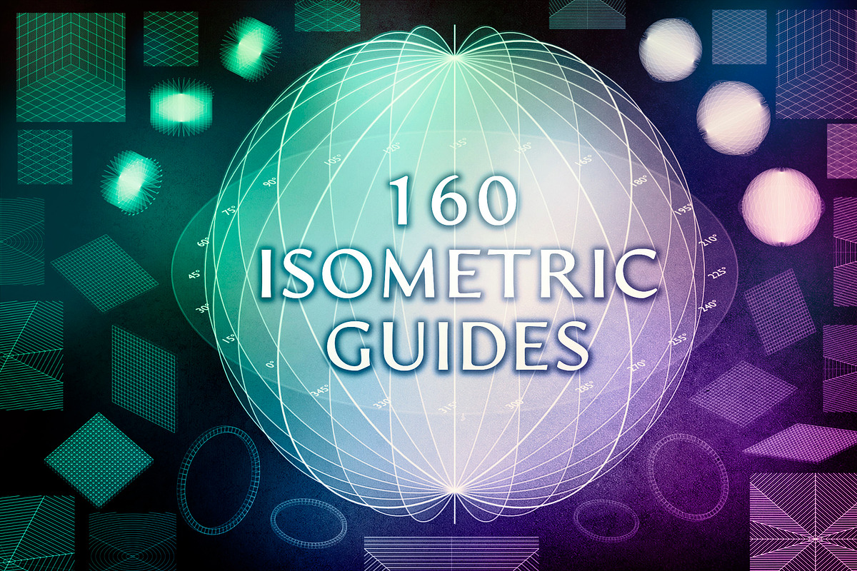 160 Isometric Guides (PNG, Brushes) | Creative Market