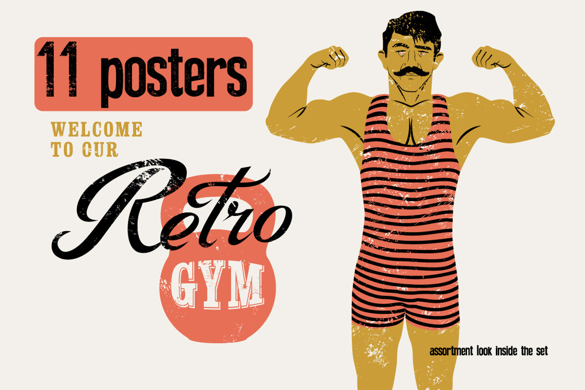Retro Gym posters. Strong man., a Decorative Illustration by PoPaShop ...