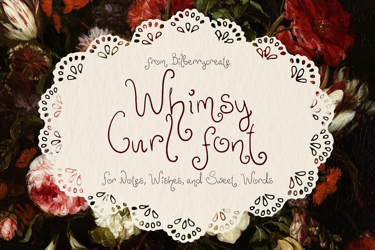 Whimsy Curl Font, a Handwritten Font by BilberryCreates