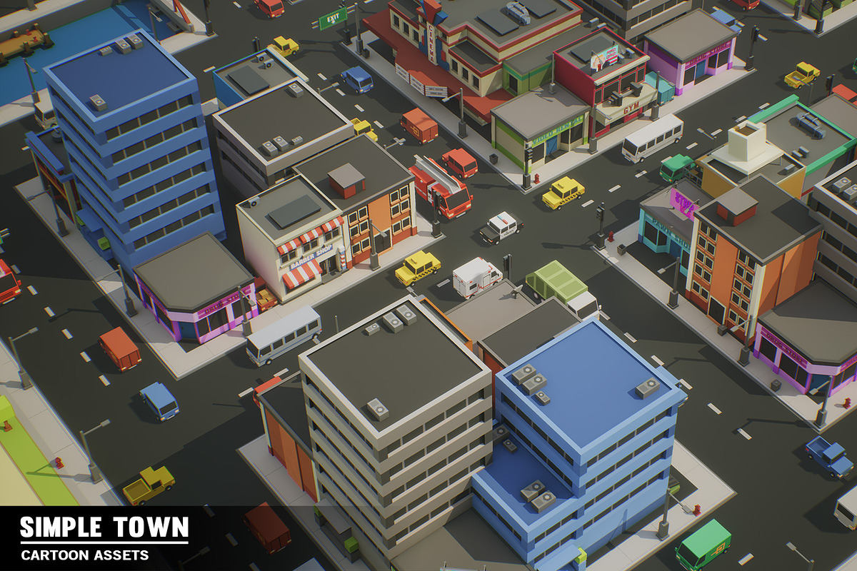 Simple Town - Cartoon City Assets, an Environmental 3D Model by Simple ...