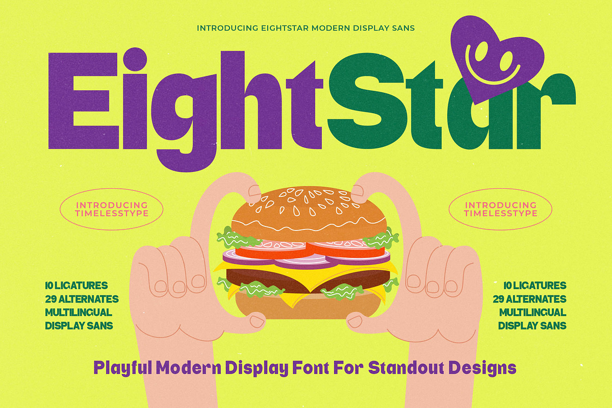 EightStar Playful Modern Display San, a Script Font by timelesstype.co