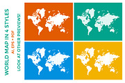 World Map in 4 Styles, an Illustration by Albert Does Stuff