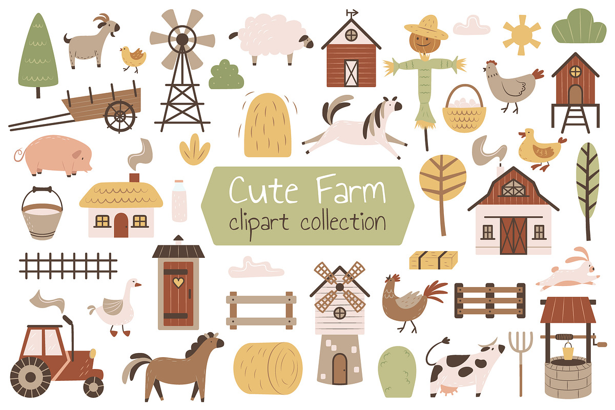 CUTE FARM - clipart collection | Creative Market