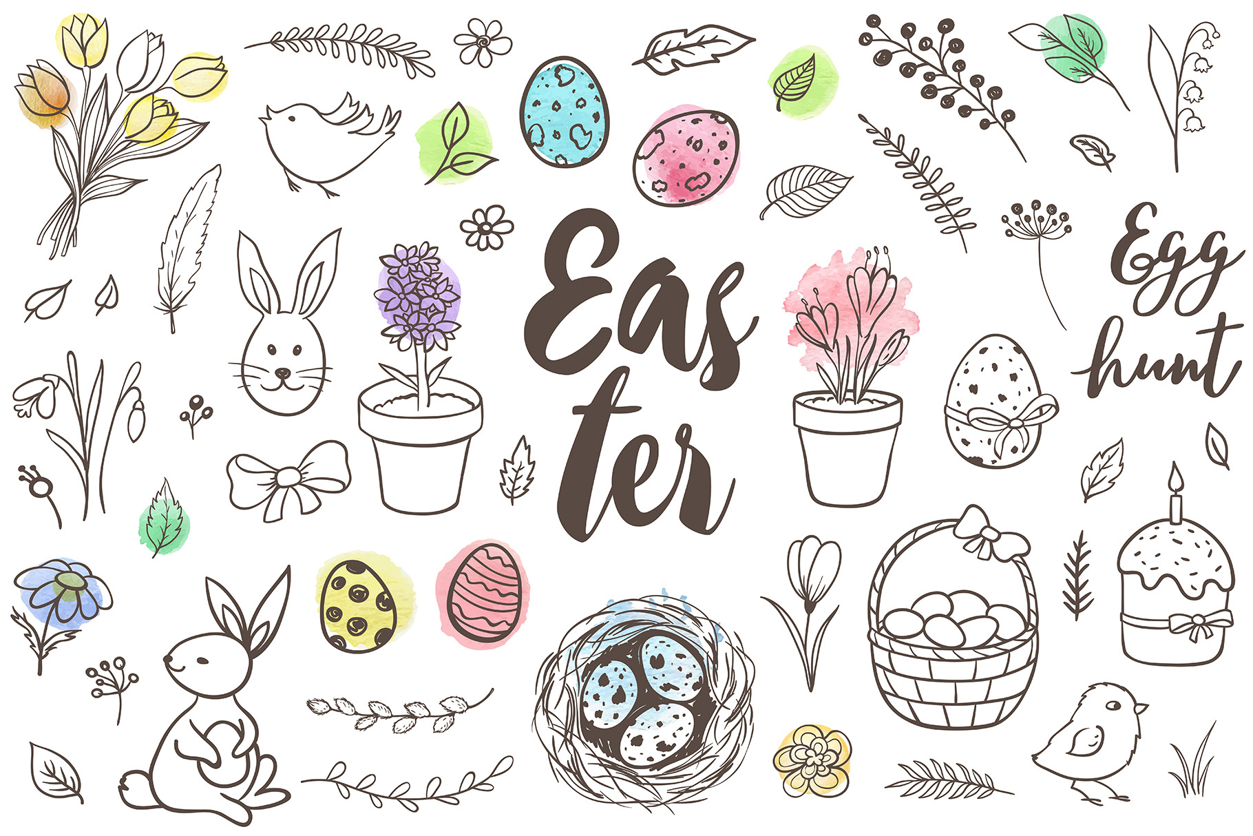 Spring and Easter Doodle Design Kit, an Animal Illustration by Artspace
