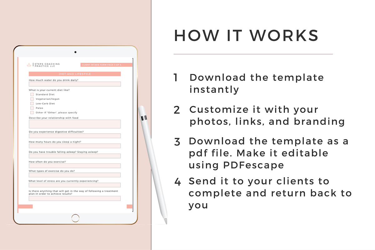 Client Intake Form Canva Template, a Brochure Template by Designs by ...