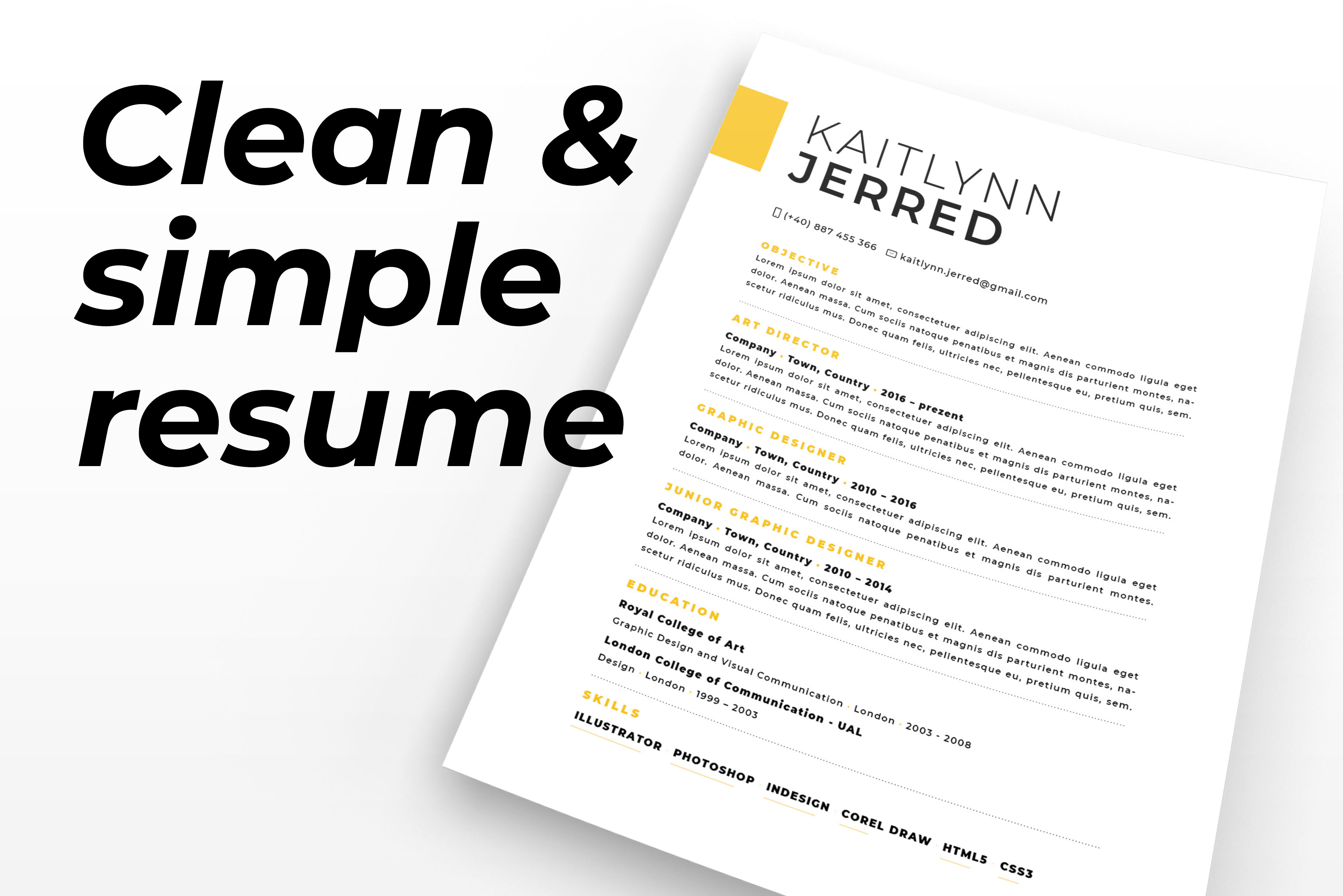 Clean & simple resume, a Resume Template by Shumi's Shop