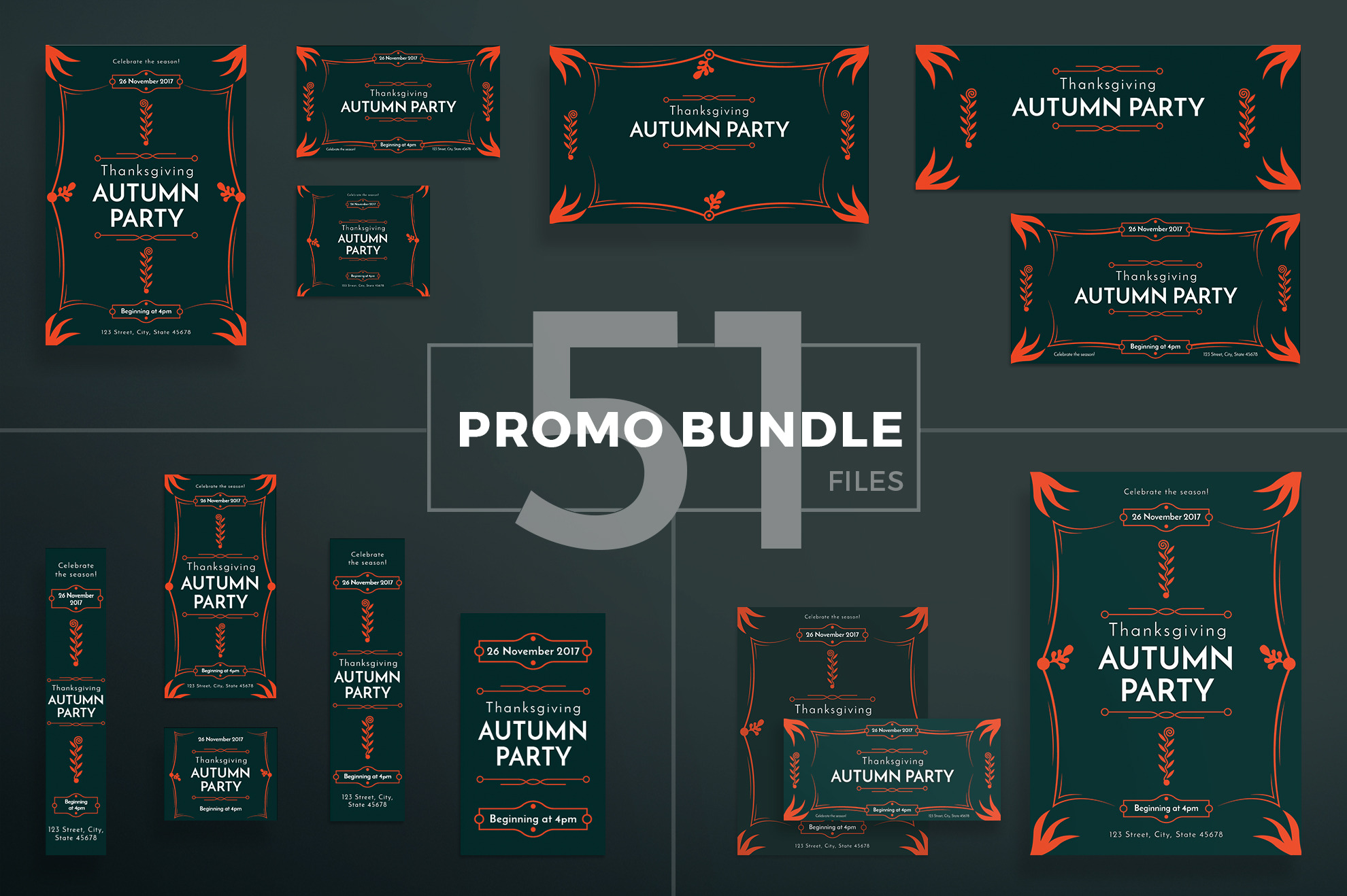 Promo Bundle | Autumn Party, a Poster Template by Amber Graphics