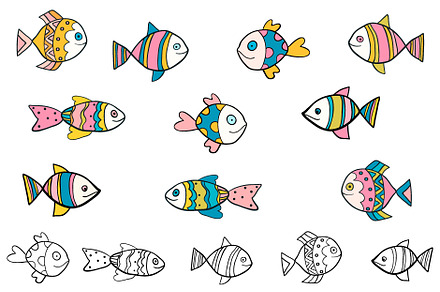 Cute sea animals clip art set, an Animal Illustration by Pravokrugulnik