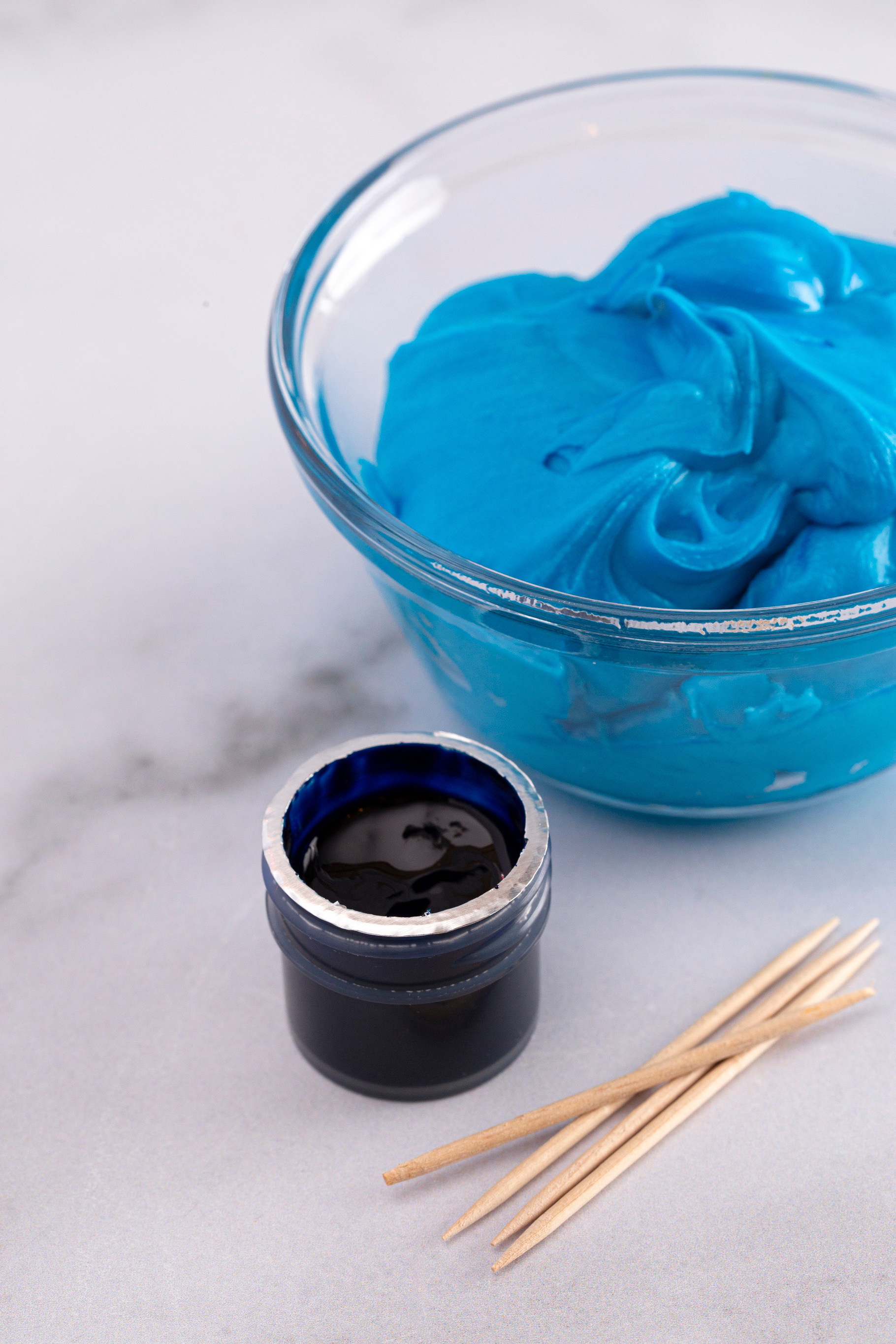Pot of Gel Food Coloring on a Marble Counter Top, a Food & Drink Photo ...