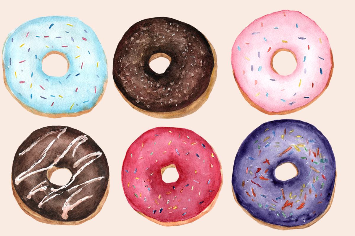 Watercolor Donuts Clip Art Set, a Food Illustration by Tati Bordiu