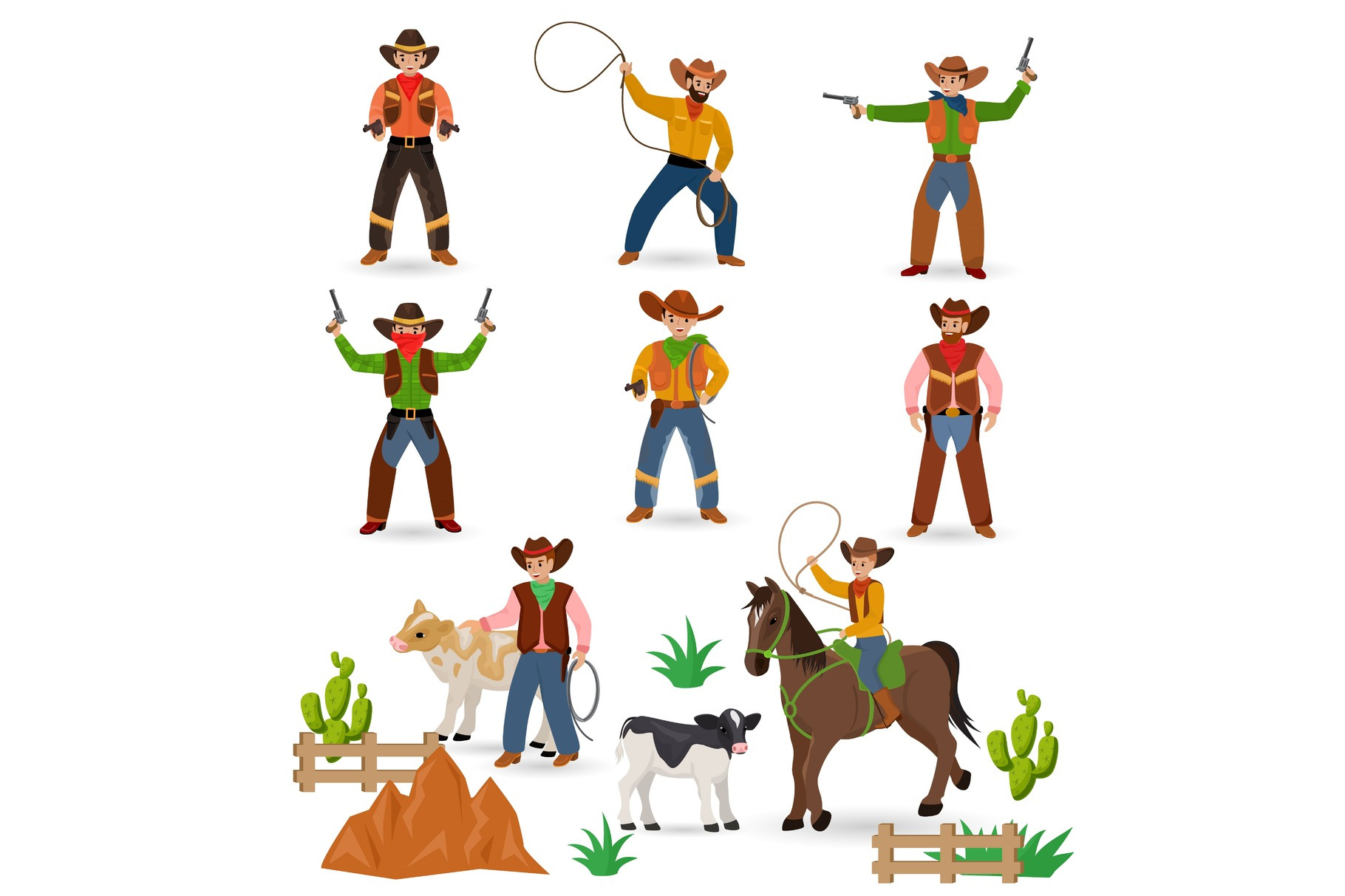 Cowboy vector western cow boy or, an Animal Illustration by KitVector