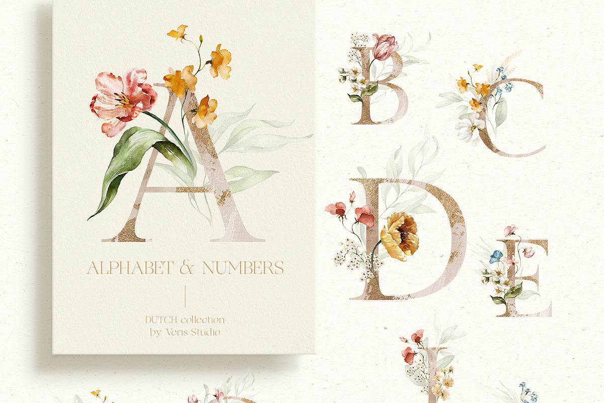 Dutch - Watercolor Floral Alphabet, a Decorative Illustration by Veris ...