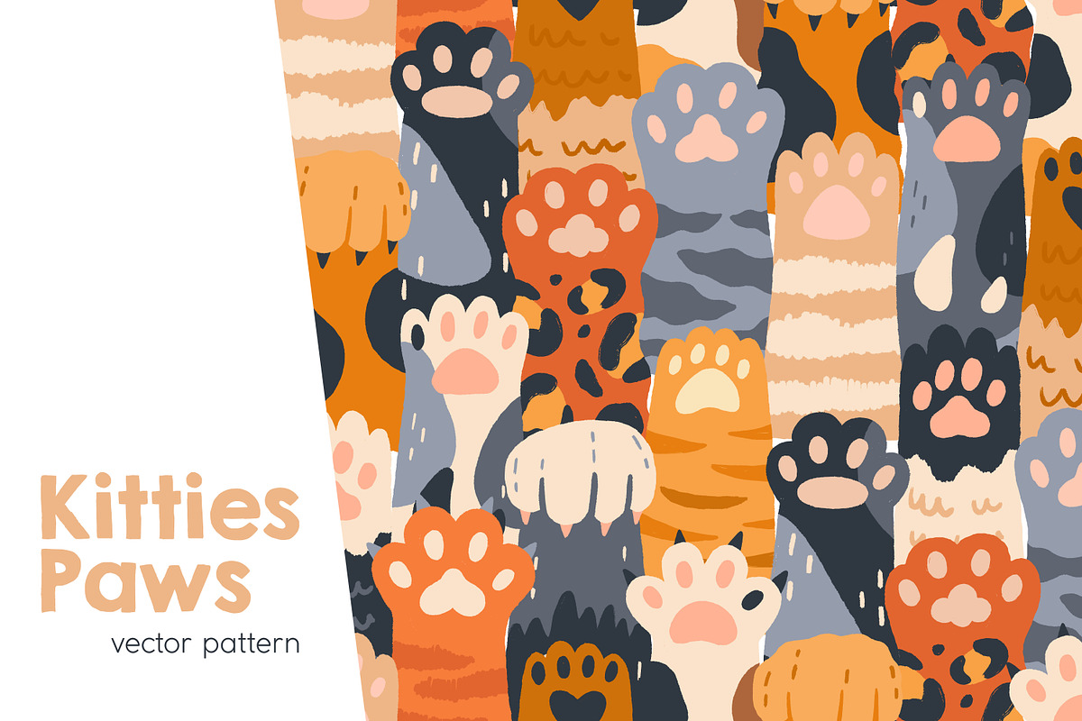 Cute cat paws seamless pattern, a Pattern Graphic by Good Studio