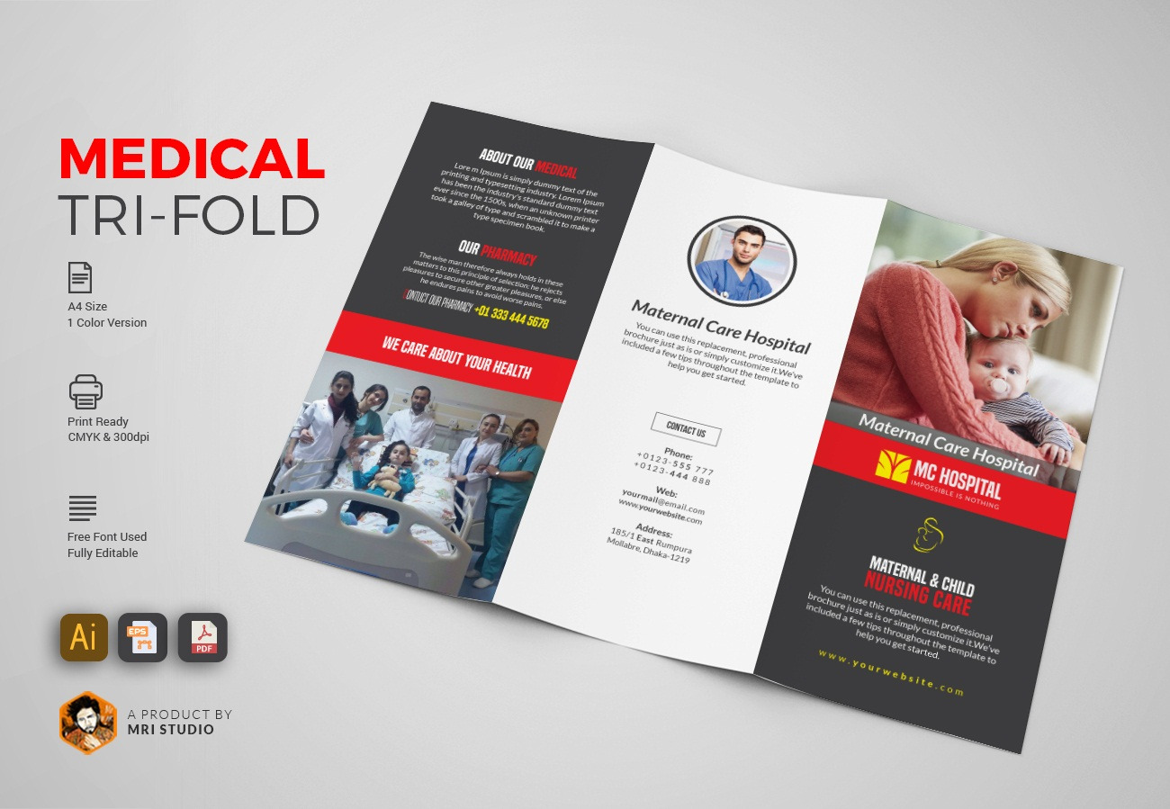 Corporate Medical Tri-Fold Brochures, a Brochure Template by MRI STUDIO